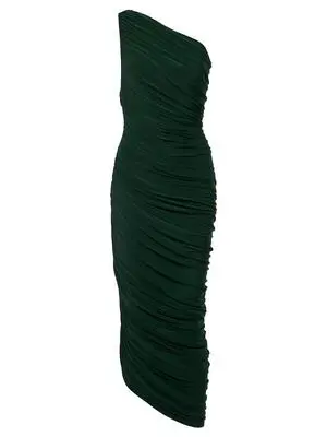 Norma Kamali Diana Ruched Asymmetric Midi Dress - Green