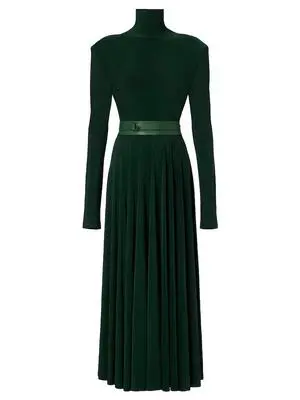 NORMA KAMALI Belted Pleated Midi Dress