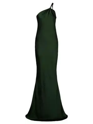 Norma Kamali One-shoulder Satin Gown - Green
