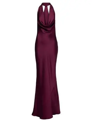 Norma Kamali Draped Satin Gown - Burgundy