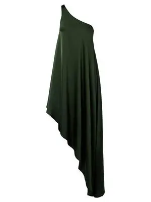 Norma Kamali Asymmetric One-shoulder Satin Dress - Green