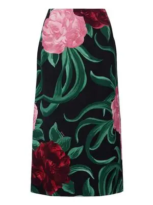 La DoubleJ Floral Print Satin Pencil Skirt - Multicoloured