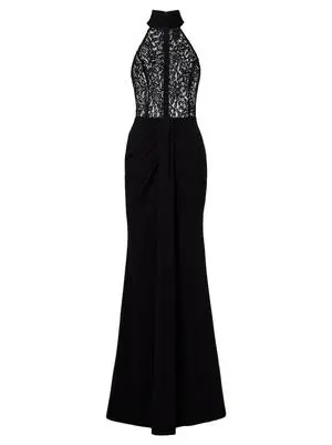 Rebecca Vallance Dixie Draped Halterneck Gown - Black