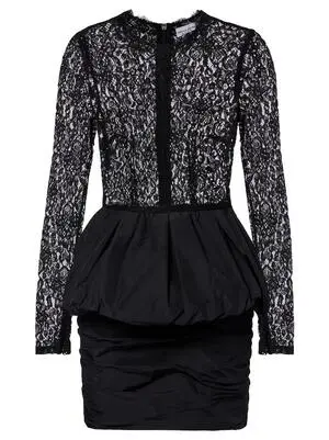 Rebecca Vallance Dixie Peplum Lace And Taffeta Minidress - Black