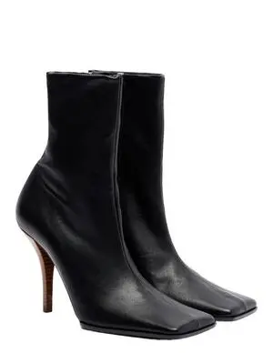 Alaïa Leather Ankle Boots - Black