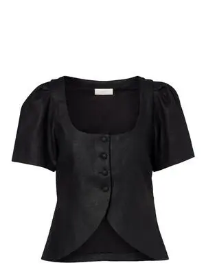 Faithfull The Brand Emma Linen Top - Black