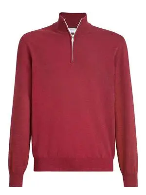 Brunello Cucinelli Half-zip Cashmere Sweater - Red