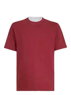 Brunello Cucinelli Crew-neck Faux-layering T-shirt - Red