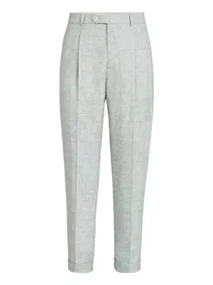 Brunello Cucinelli Prince Of Wales Check Virgin Wool Trousers - Grey
