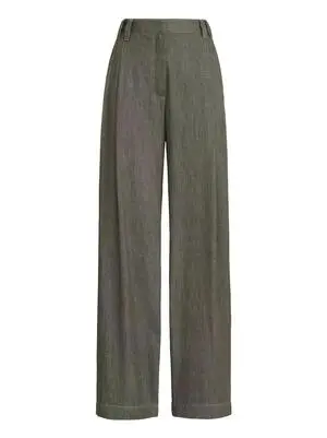 BRUNELLO CUCINELLI Denim-Effect Pleated Trousers