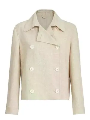 Brunello Cucinelli Monili-embellished Pea Coat - Neutrals