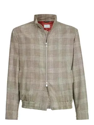 Brunello Cucinelli Tartan Stand Collar Jacket - Neutrals