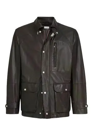 Brunello Cucinelli Calf Leather Jacket - Brown