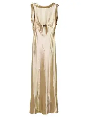 Miu Miu Scoop-back Satin-effect Maxi Dress - Neutrals