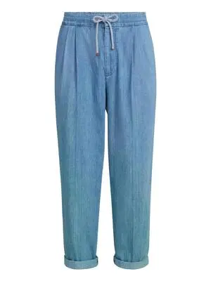 Brunello Cucinelli Drawstring-waist Pleated Jeans - Blue
