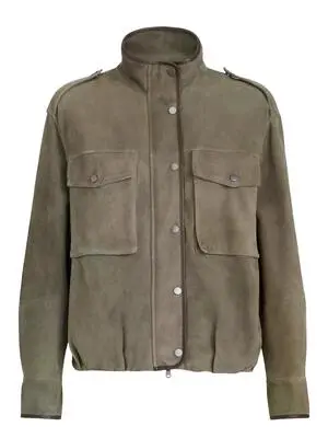 Brunello Cucinelli Brunello Cucinelli Suede Zip-Up Jacket Grey