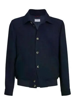 Brunello Cucinelli Button Hopsack Shirt Jacket - Blue