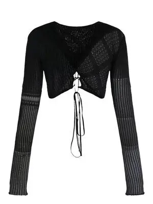 ROBERTA EINER Long-sleeve Lace-up Top - Black