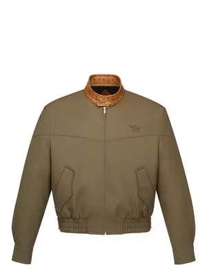 Mcm Jacket In Wool Twill And Leather - Khaki