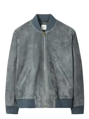 Paul Smith Steel Suede Bomber Jacket - Blue