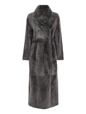 YVES SALOMON Lamb Shearling Double-breasted Coat - Black