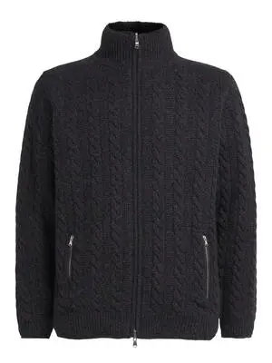 N.peal Cashmere Rex Fur-trim Aspen Cardigan - Brown
