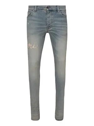 Amiri Script Logo Skinny Jean - Blue
