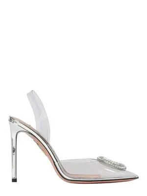 AQUAZZURA Pointed Toe Slingback Pumps - Silver