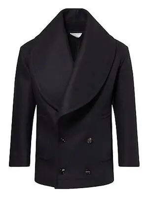 Bottega Veneta Shawl-lapel Short Wool Coat - Black