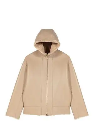 Maje Reversible Hooded Shearling-effect Coat - Camel