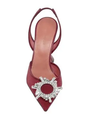 Amina Muaddi 95mm Begum Mesh Slingback Pumps - Red