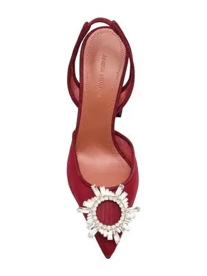 Amina Muaddi 95mm Begum Mesh Slingback Pumps - Ruby