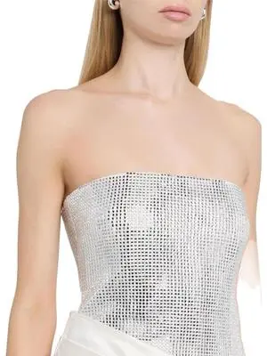 Retrofete Retrofete Alexandra Strapless Sequin Dress White/silv