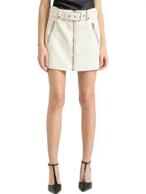 Cinq À Sept Saffira Vegan Leather Mini Skirt - Ivory