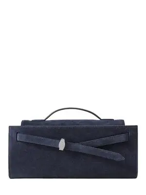 Veronica Beard Dash Belted Suede Clutch - Vb Navy