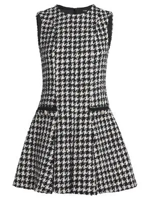 Maje Tweed Houndstooth Mini Dress - Black
