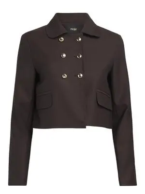 Maje Double-breasted Cropped Jacket - Brown