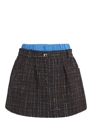 Maje Tweed Waistband Short - Brown