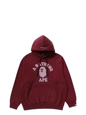 A BATHING APE Garment Dye College Pullover Hoodie - Burgundy