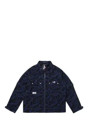 A BATHING APE X Kazuki Kuraishi Pixelate Camo Detachable Zip Jacket - Navy Blue