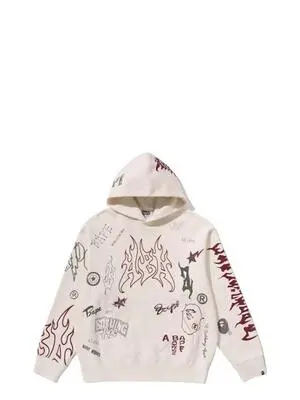 A BATHING APE Allover Print Relaxed Fit Pullover Hoodie - Ivory