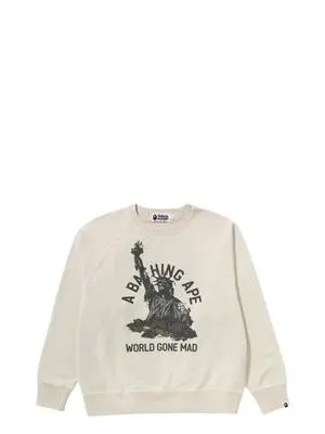 A BATHING APE Destroy Washed Relaxed Fit Crewneck Sweatshirt - Ivory