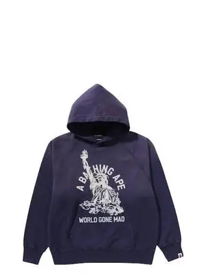 A BATHING APE Destroy Washed Relaxed Fit Pullover Hoodie - Purple