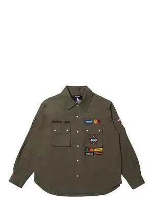 A BATHING APE X Kazuki Kuraishi Patch Military Long Sleeve Shirt - Olivedrab Green