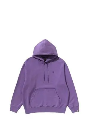 A BATHING APE Garment Dye One Point Relaxed Fit Pullover Hoodie - Purple