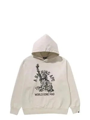 A BATHING APE Destroy Washed Relaxed Fit Pullover Hoodie Ivory