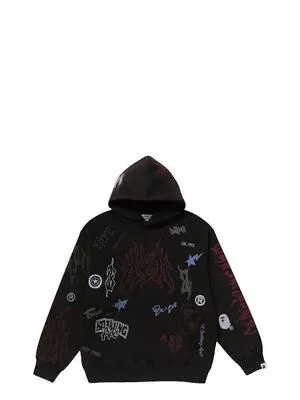 A BATHING APE Allover Print Relaxed Fit Pullover Hoodie - Black