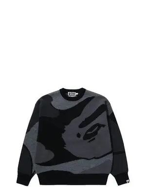 A BATHING APE Mega Abc Camo Knit Crewneck Sweatshirt - Black