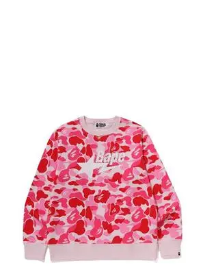 A BATHING APE Abc Camo Rhinestone Sta Crewneck Sweatshirt - Pink