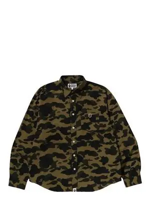 A BATHING APE 1st Camo One Point Relaxed Fit Long Sleeve Shirt - Green